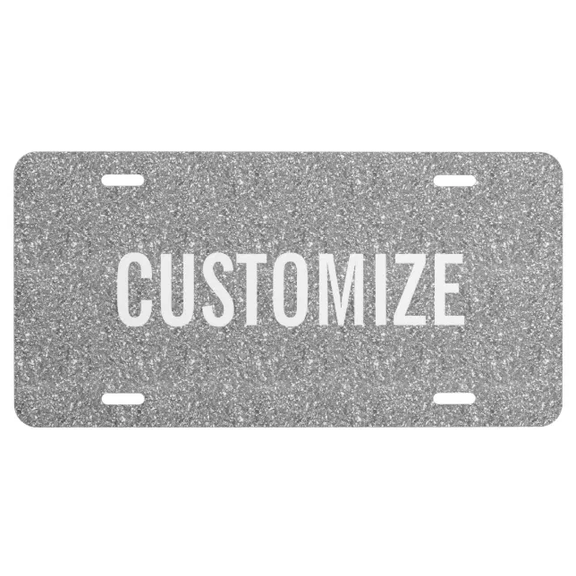 Elegant Silver Gray Glitter Pattern License Plate | Zazzle