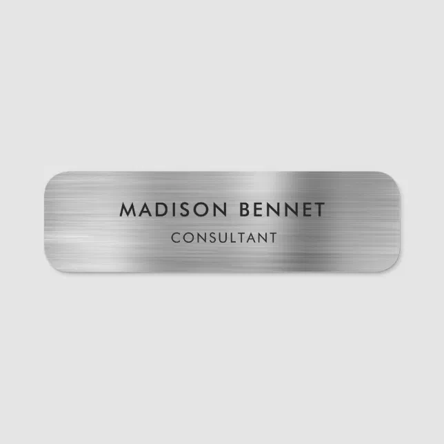 Elegant Silver Gray Professional Business Name Tag | Zazzle