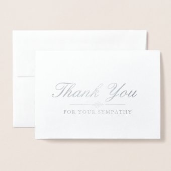 Elegant Silver & Gray Sympathy Thank You Foil Card | Zazzle