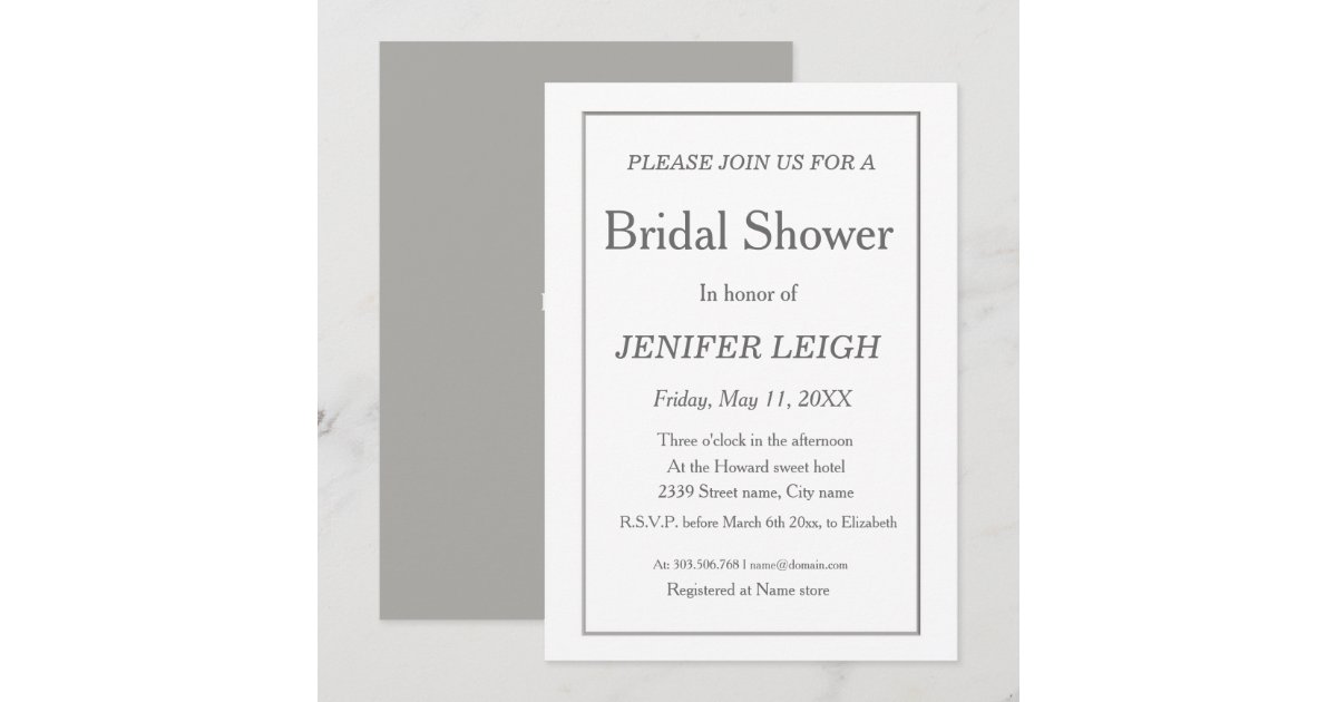 Elegant Silver grey Border Invitation | Zazzle