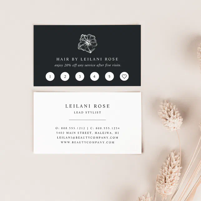 Elegant Silver Hibiscus Flower Loyalty Card | Zazzle