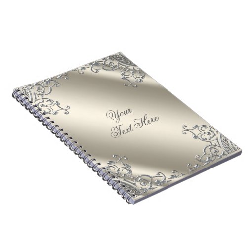 Elegant Silver Ivory Beige Notebook | Zazzle