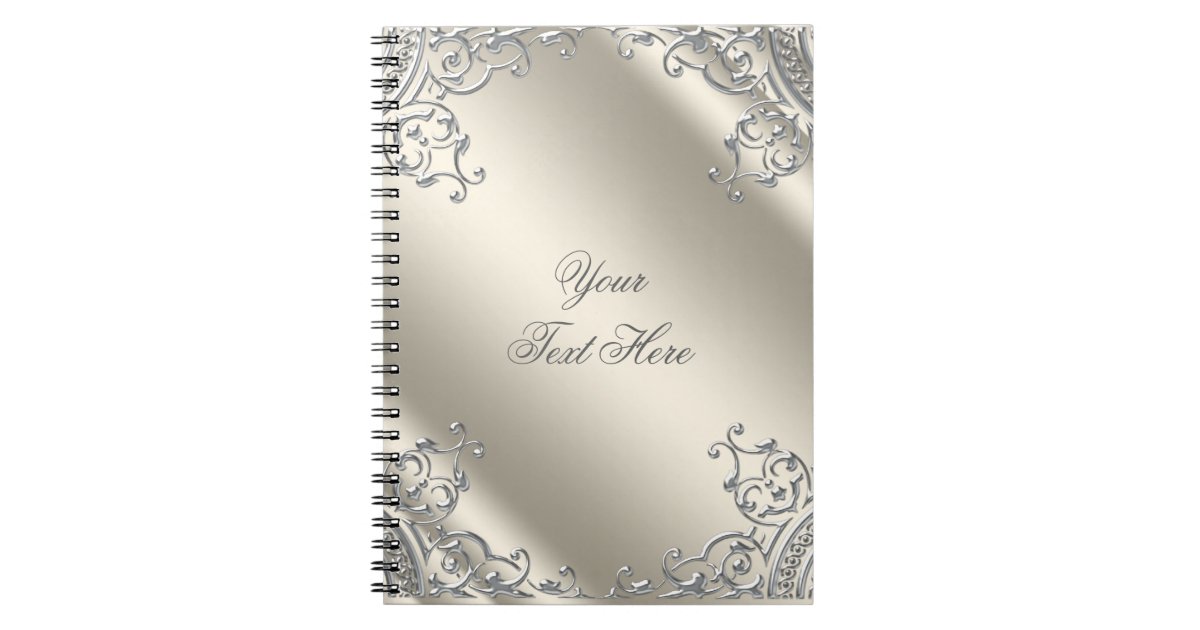 Elegant Silver Ivory Beige Notebook | Zazzle