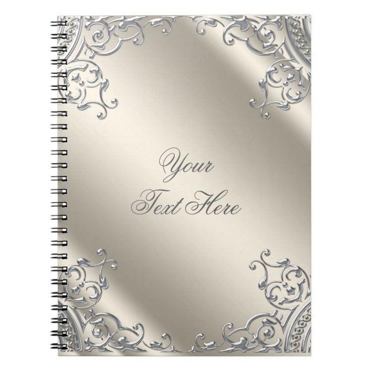 Elegant Silver Ivory Beige Notebook | Zazzle