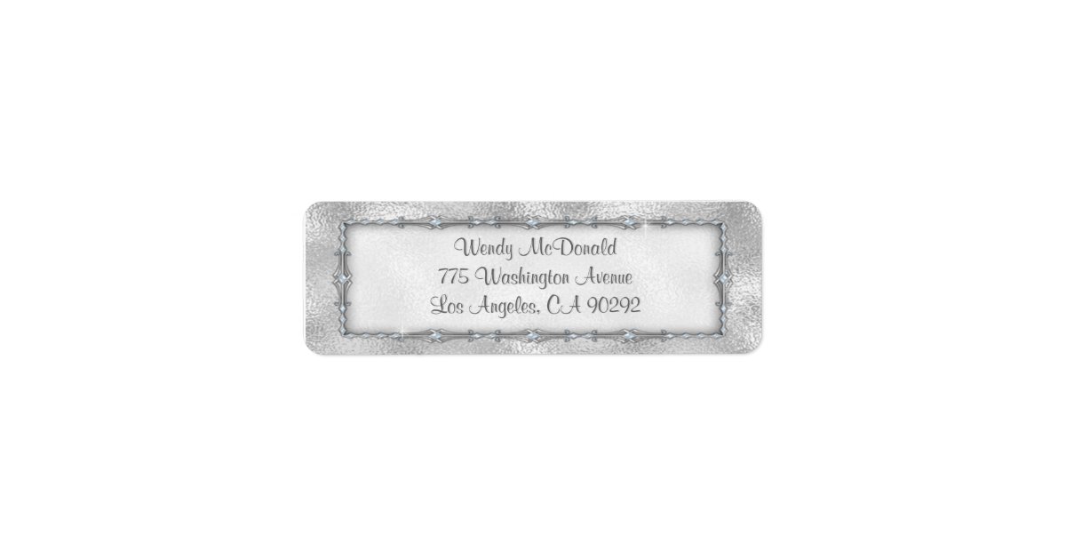 Elegant Silver Jeweled Return Address Labels | Zazzle