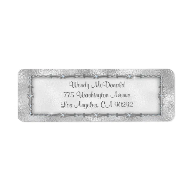 Elegant Silver Jeweled Return Address Labels | Zazzle