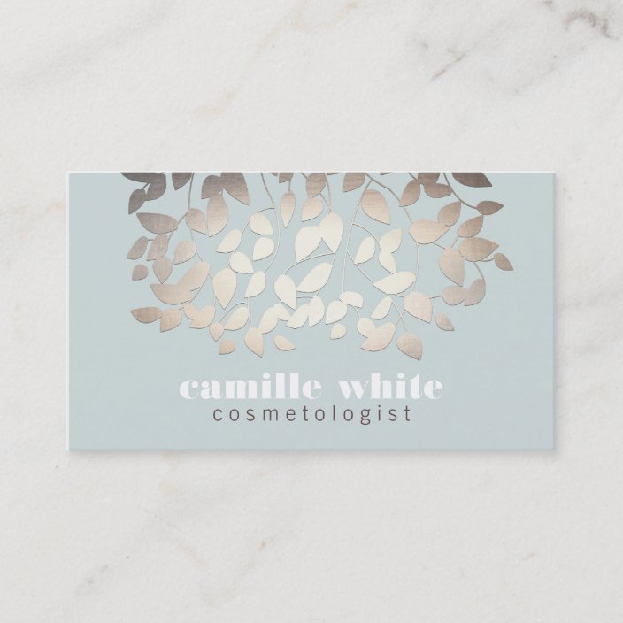 Elegant Silver Leaves Light Blue Business Card | Zazzle.com