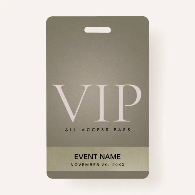 ELEGANT SILVER PALE GOLD VIP EVENT ACCESS PASS BADGE | Zazzle
