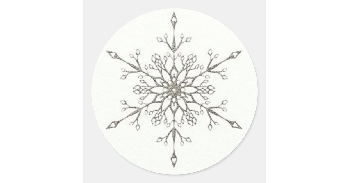 Elegant Silver Snowflake Classic Round Sticker | Zazzle