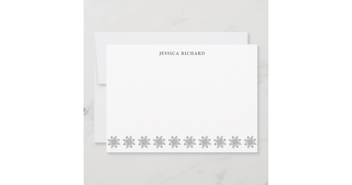 Elegant Silver Snowflake Personalized Note Card | Zazzle