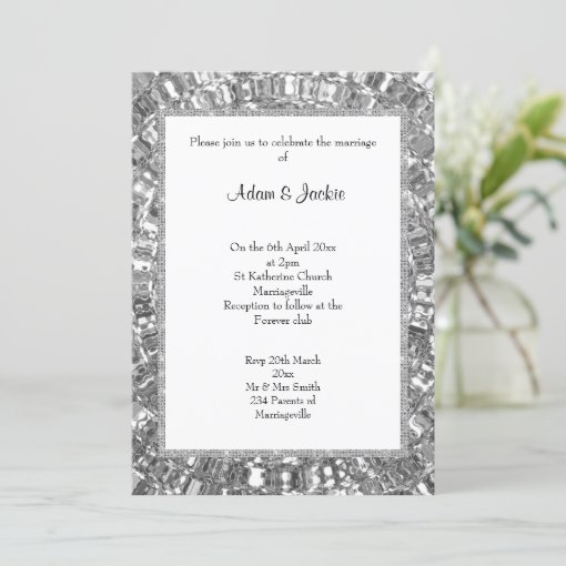 ELEGANT SILVER SPARKLE CUSTOM INVITATION | Zazzle