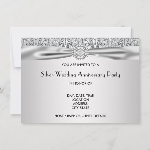 Elegant Silver Wedding Anniversary Party Invitation | Zazzle