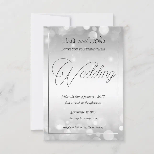 Elegant Silver Wedding Invitation | Zazzle