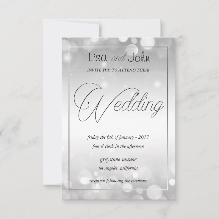 Elegant Silver Wedding Invitation | Zazzle