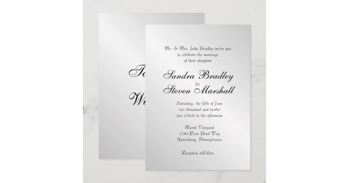 Elegant Silver Wedding Invitations | Zazzle