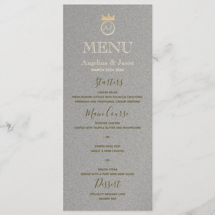 Elegant Silver Wedding Menu | Zazzle.com