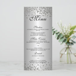 Elegant silver Wedding Menu | Zazzle