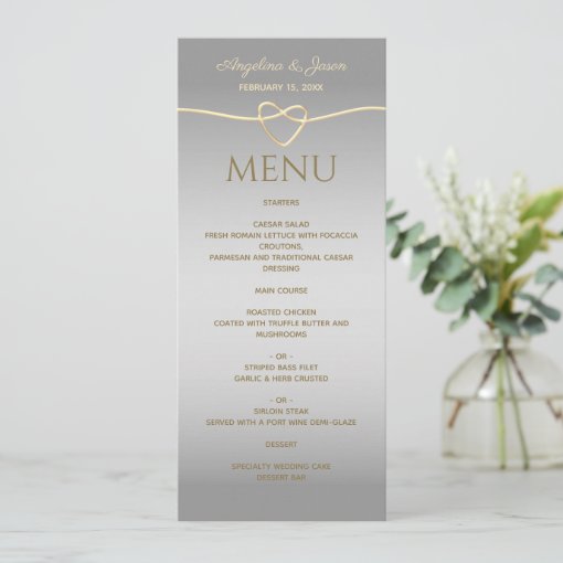 Elegant Silver Wedding Menu | Zazzle