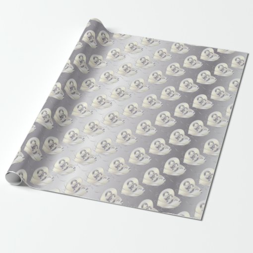 Elegant Silver Wedding Rings Wrapping Paper | Zazzle