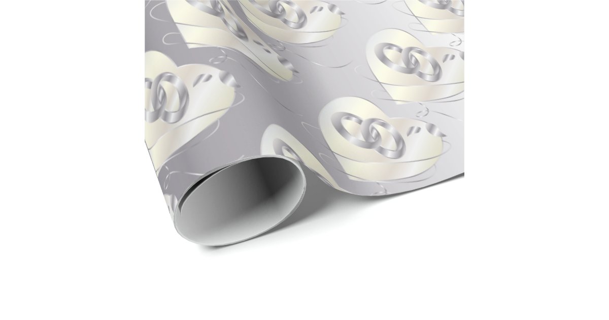 Elegant Silver Wedding Rings Wrapping Paper | Zazzle