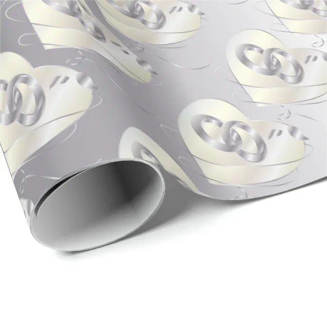 Elegant Silver Wedding Rings Wrapping Paper | Zazzle