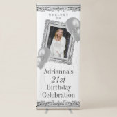 Elegant Silver Welcome with Photo Retractable Banner | Zazzle