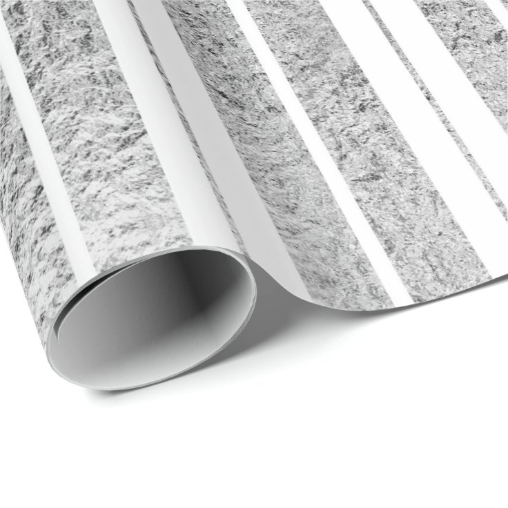 Elegant Silver White Striped Christmas Holiday Wrapping Paper | Zazzle