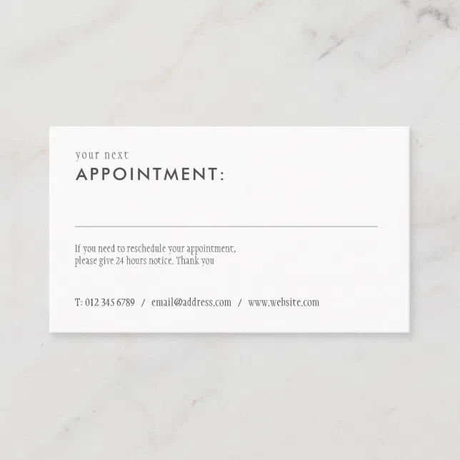 Elegant Simple Appointment Reminder Card | Zazzle