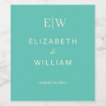 Elegant Simple Aquatic Awe with Monogram Wedding Wine Label | Zazzle