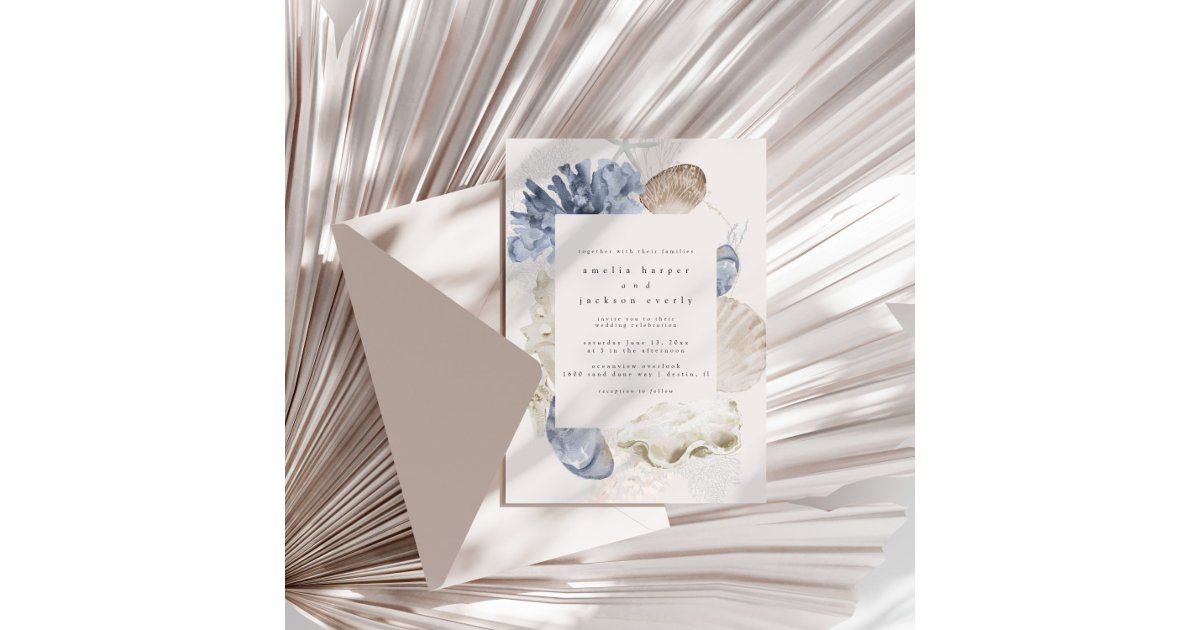 Elegant Simple Beach Wedding Invitation | Zazzle