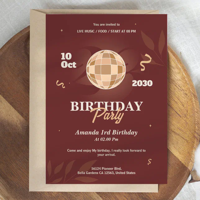 Elegant Simple Birthday Party Invitation | Zazzle