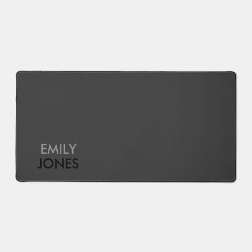 Elegant simple black and gray personalized desk mat | Zazzle