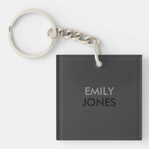 Elegant simple black and gray personalized keychain | Zazzle