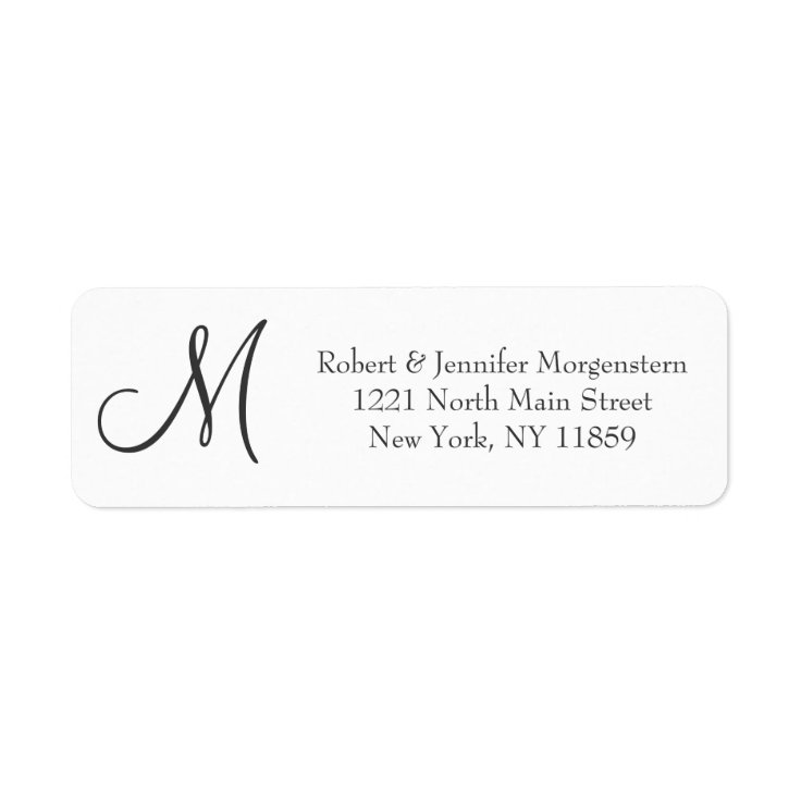 Elegant Simple Black and White Monogram Address Label | Zazzle
