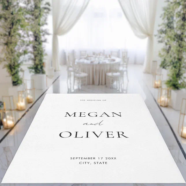 Elegant Simple Black and White Wedding Rug | Zazzle