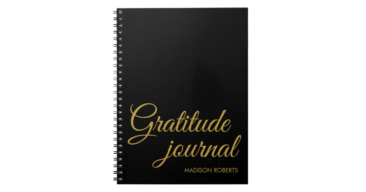 Elegant simple black gratitude journal | Zazzle