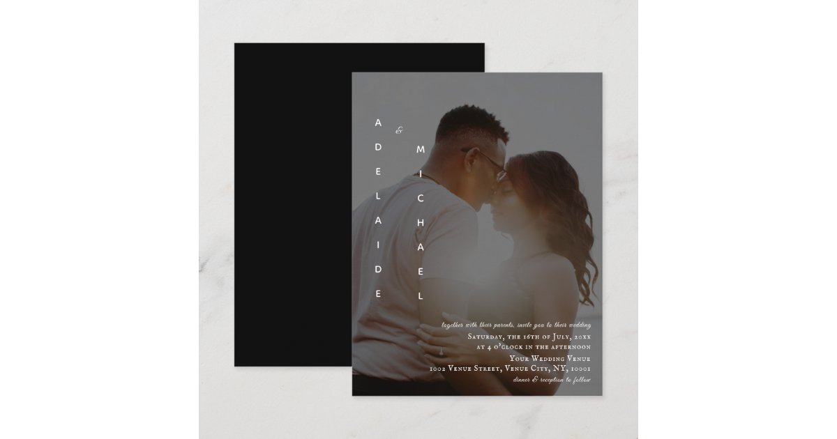 Elegant Simple Black Photo Wedding Invitation | Zazzle