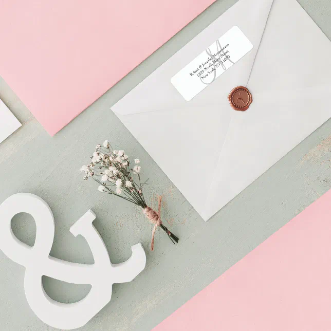 Elegant Simple Black White Gray Monogram Address Label | Zazzle