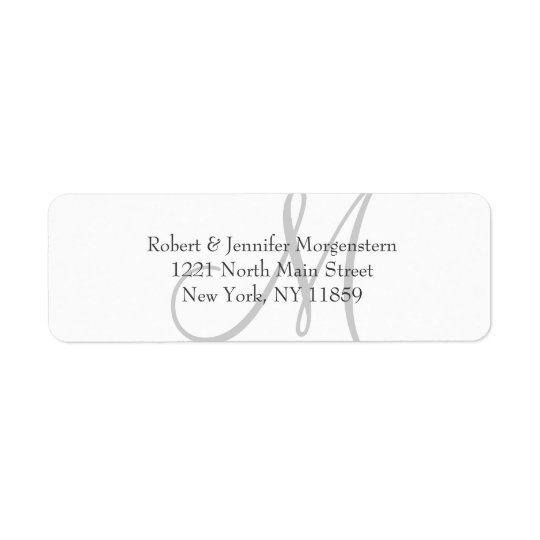 Elegant Simple Black White Gray Monogram Address Label | Zazzle.com