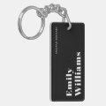 Elegant Simple Black & White Minimal Keychain | Zazzle