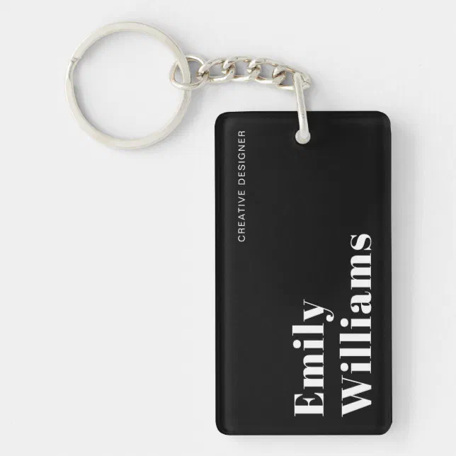 Elegant Simple Black & White Minimal Keychain | Zazzle
