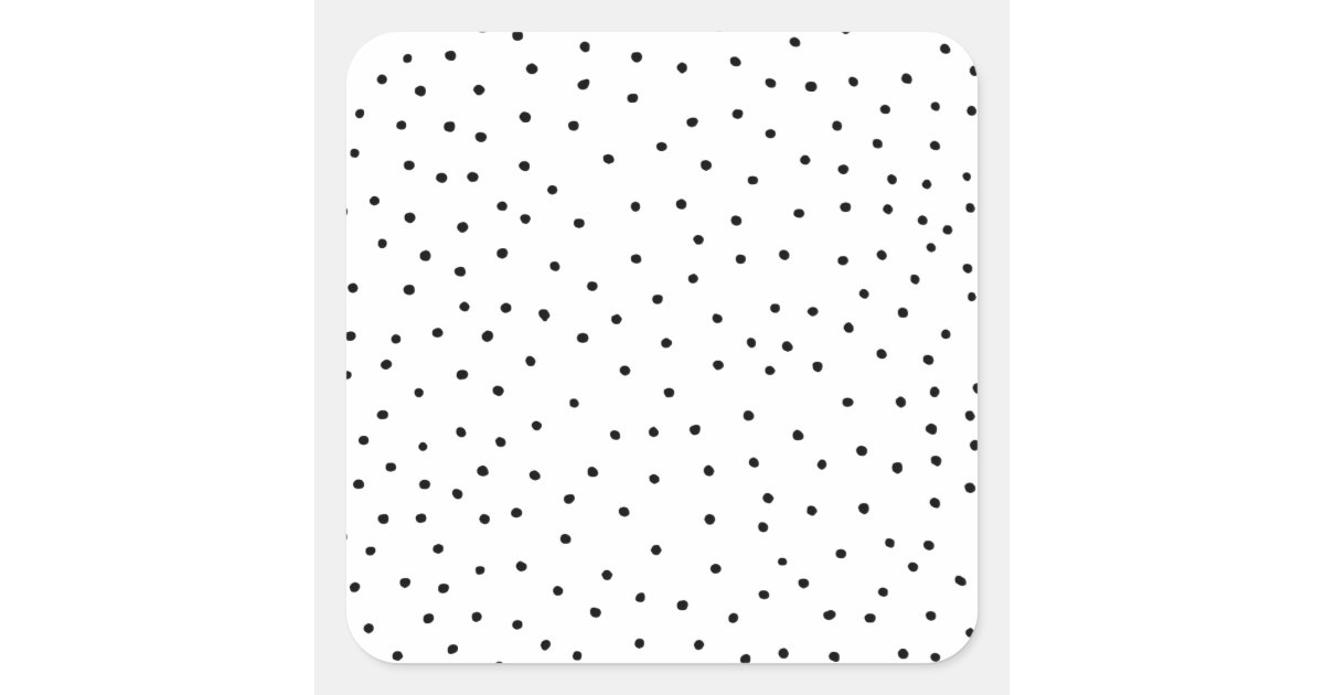 Elegant simple black white watercolor polka dots square sticker | Zazzle