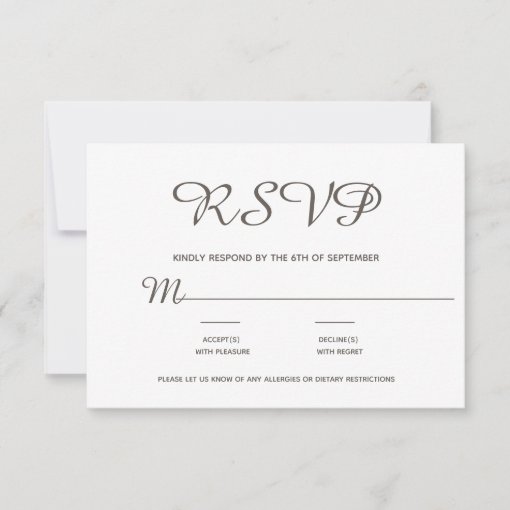 Elegant Simple Blush Script RSVP Card | Zazzle
