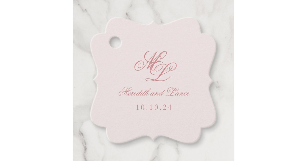 Elegant Simple Bracket Pink Monogram Tag | Zazzle