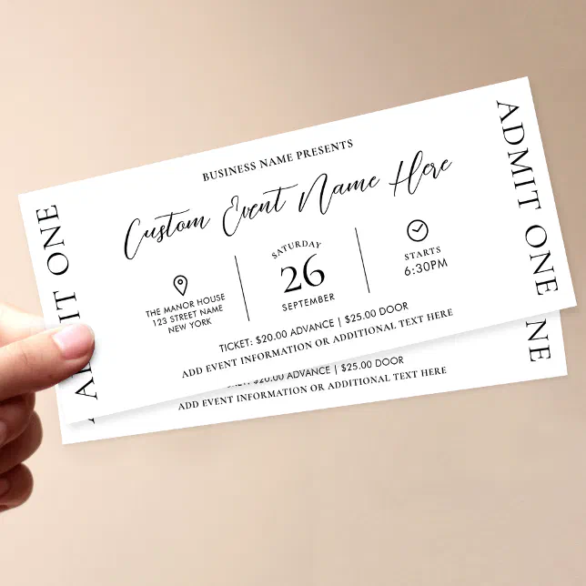 Elegant Simple Business Event Ticket Entry Pass Invitation | Zazzle