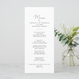 Elegant Simple Calligraphy Dinner Menu | Zazzle
