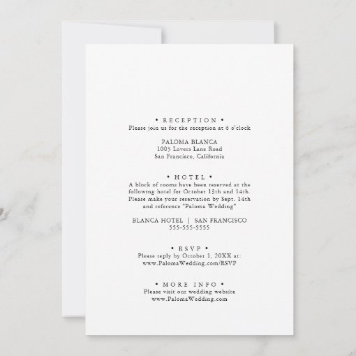 Elegant Simple Calligraphy Front & Back Wedding Invitation | Zazzle