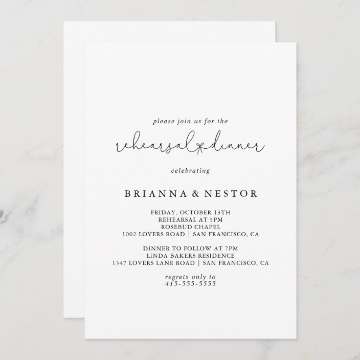 Elegant Simple Calligraphy Rehearsal Dinner Invitation | Zazzle.com