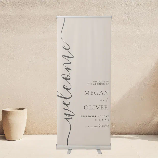 Elegant Simple Calligraphy Script Wedding Welcome Retractable Banner ...