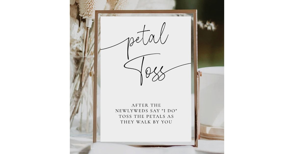 Elegant Simple Calligraphy Wedding Petal Toss Sign | Zazzle